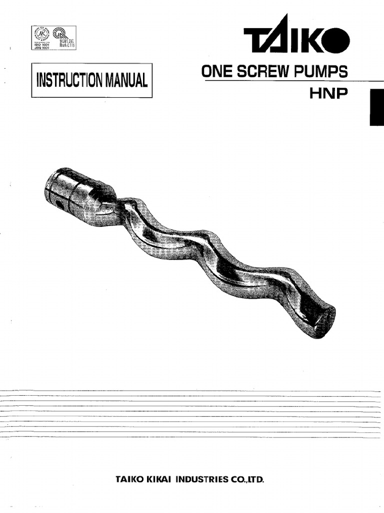 Taiko Kikai HNP Pumps Instruction Manual | PDF