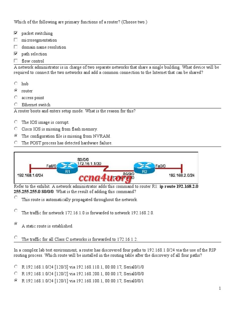 Ccna 2 Final Answers Pdf Routing Router Computing