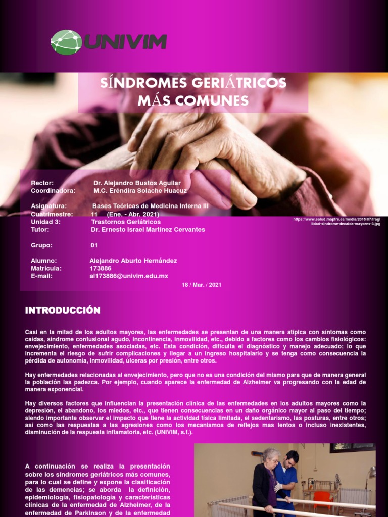 Alejandro Aburto - Sindromes Geriatricos Mas Comunes - A2U3 | PDF | Demencia | Enfermedad de ...
