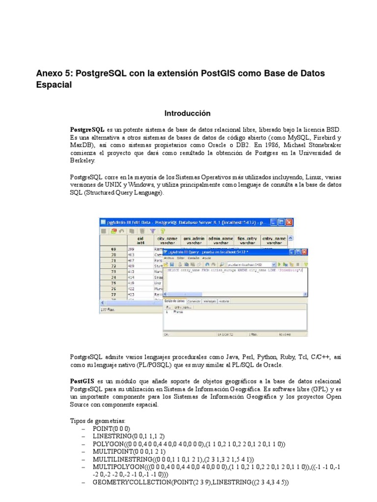 Post GIS | PDF | Postgre Sql | Contenido libre