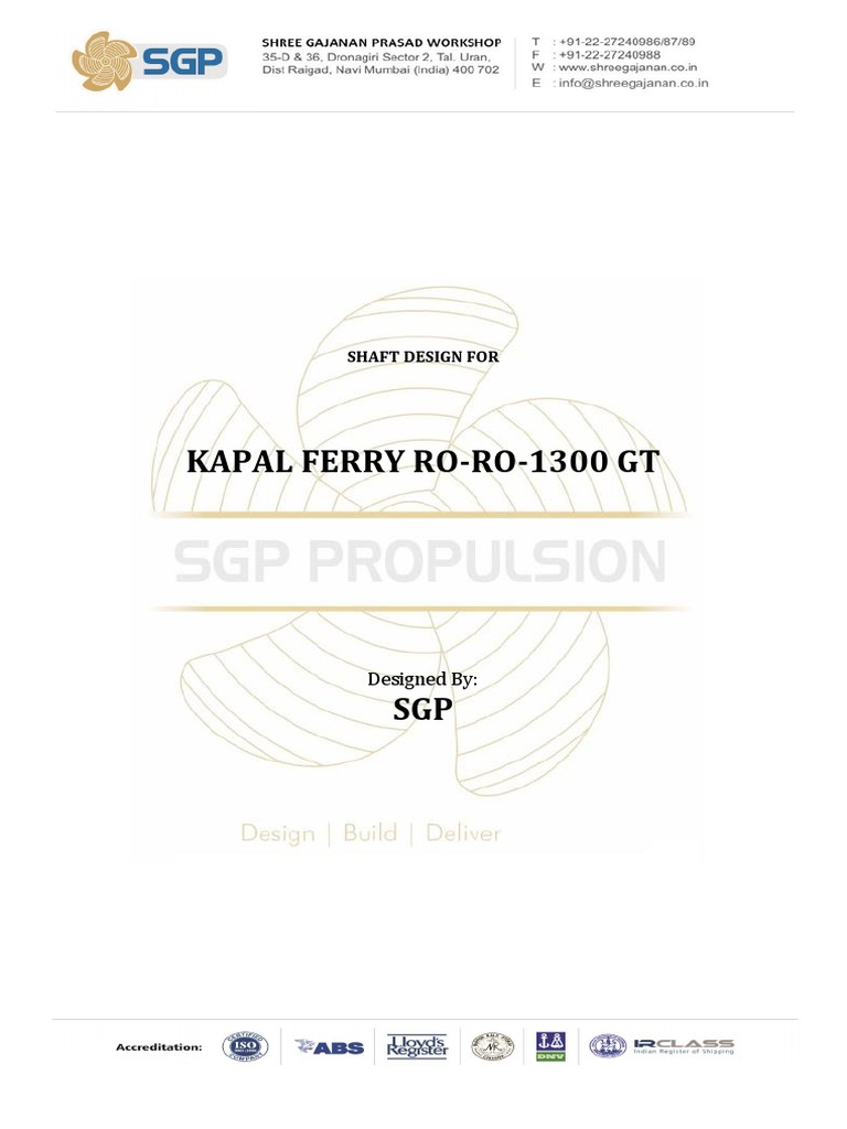 Shaft Design for Kapal Ferry RoRo 1300GT | PDF | Technology & Engineering