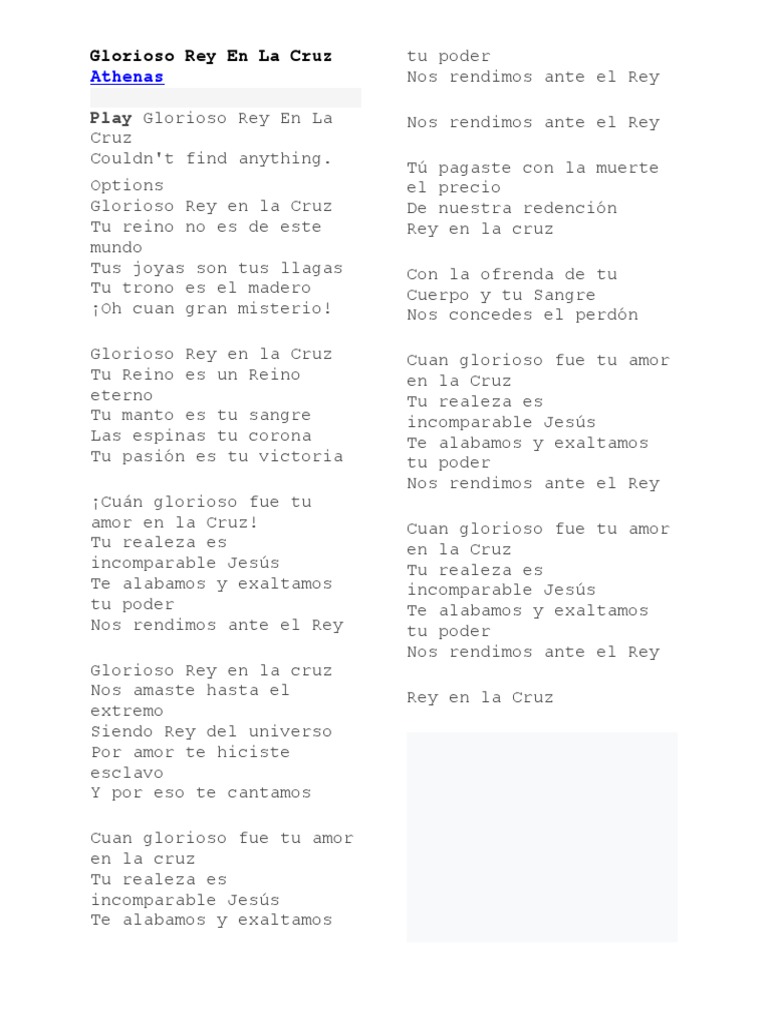 Glorioso Rey en La Cruz Athenas | PDF
