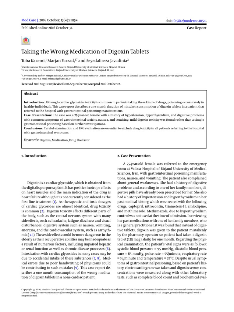 Taking The Wrong Medication of Digoxin Tablets | PDF | Blood Pressure ...