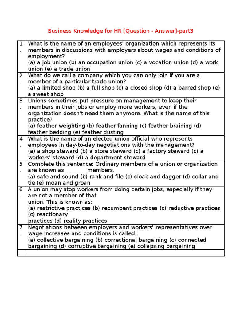 Business Knowledge For HR (Question - Answer) - Part3 | PDF | Computers