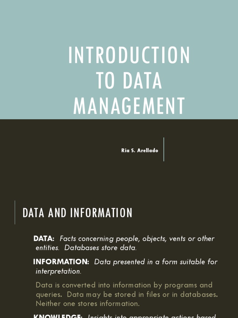 Topic 1 Introduction To Data Management | PDF | Relational Database ...