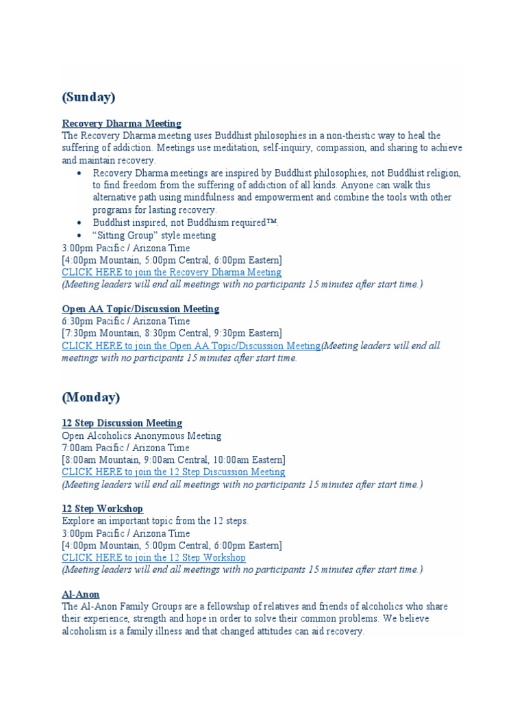(Sunday) : Recovery Dharma Meeting | PDF | Twelve Step Program ...