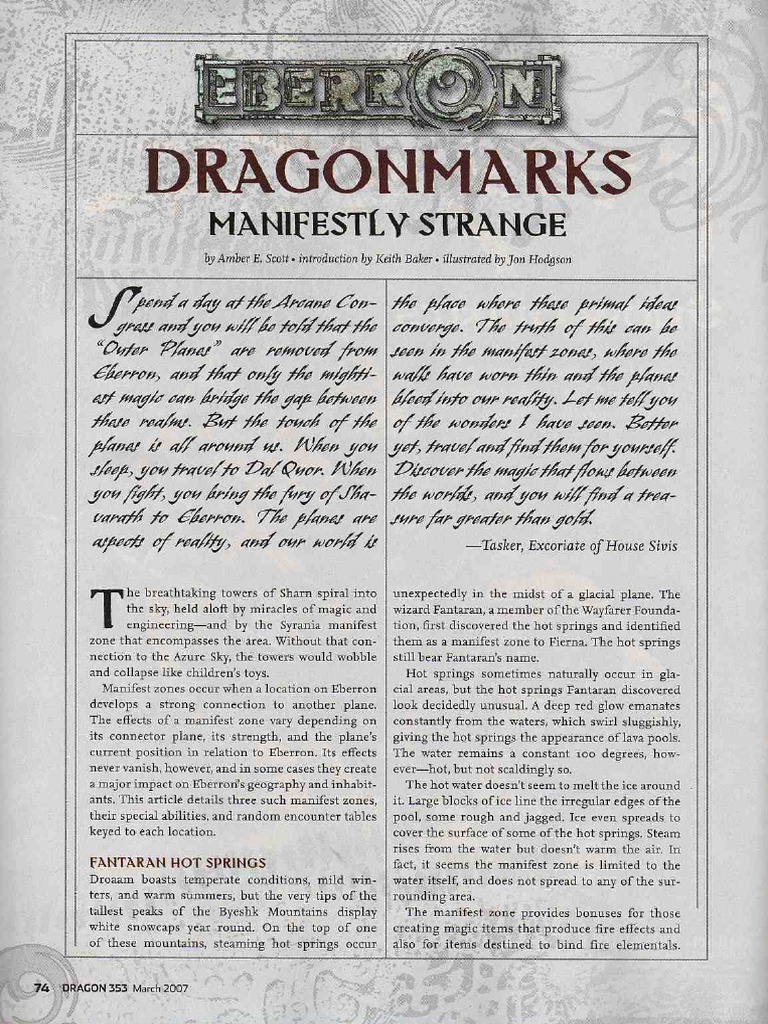 Manifestation Zones From Dragon Magazine #353 | PDF