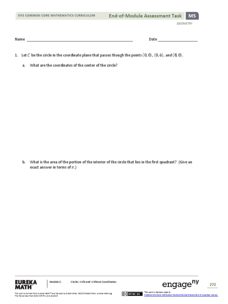 Geometry m5 End of Module Assessment | PDF | Triangle | Circle