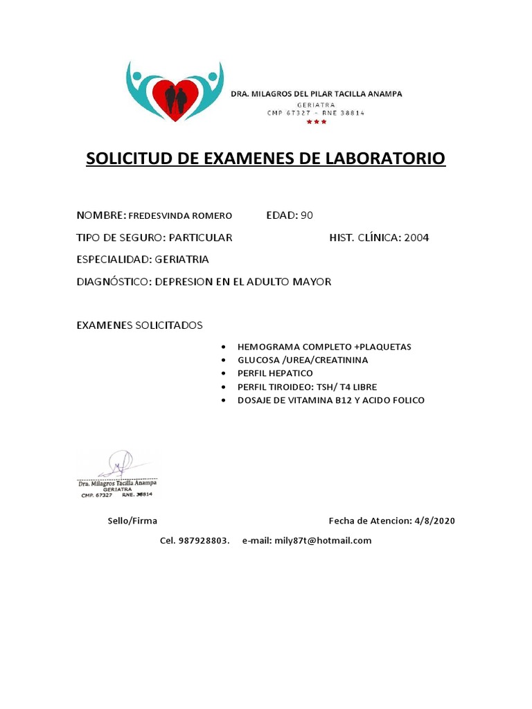 Solicitud de Examenes de Laboratorio | PDF