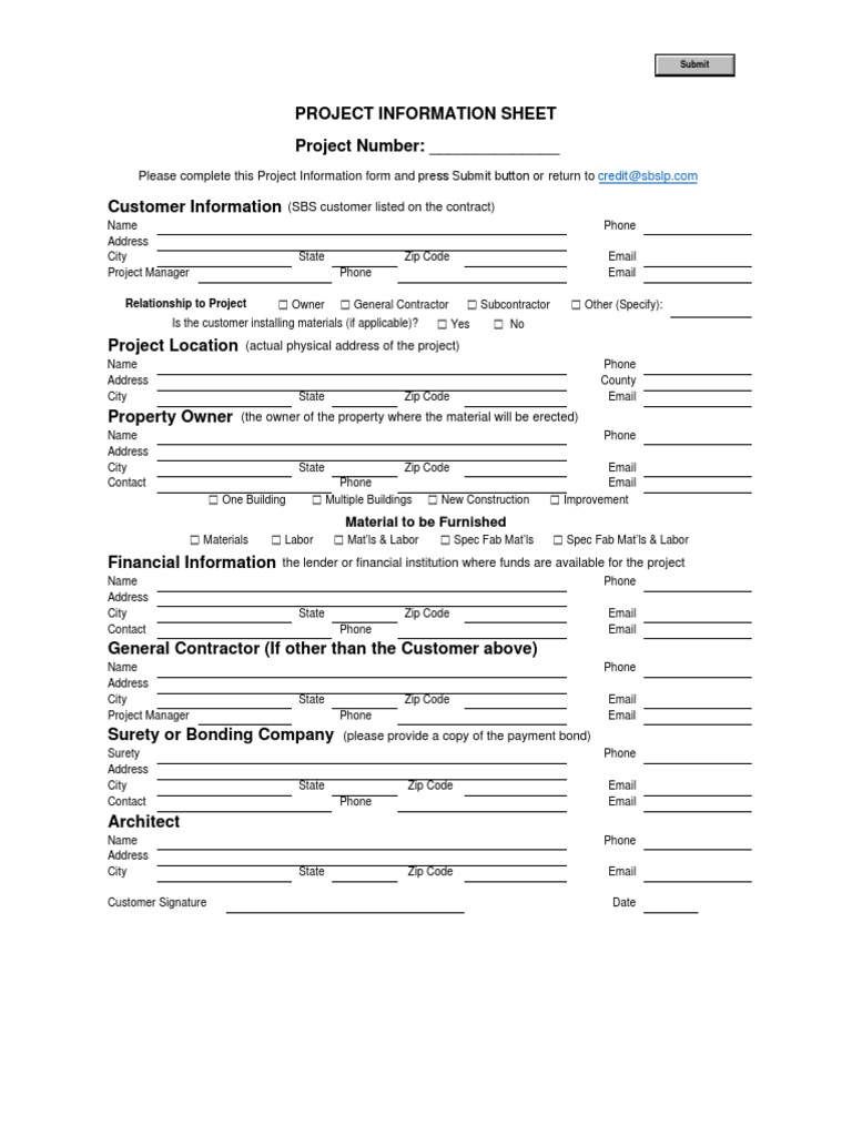 Project Information Sheet Project Number | PDF | Surety | General ...