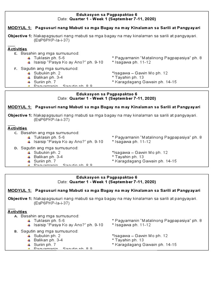 Activity Modules q1 w1 | PDF
