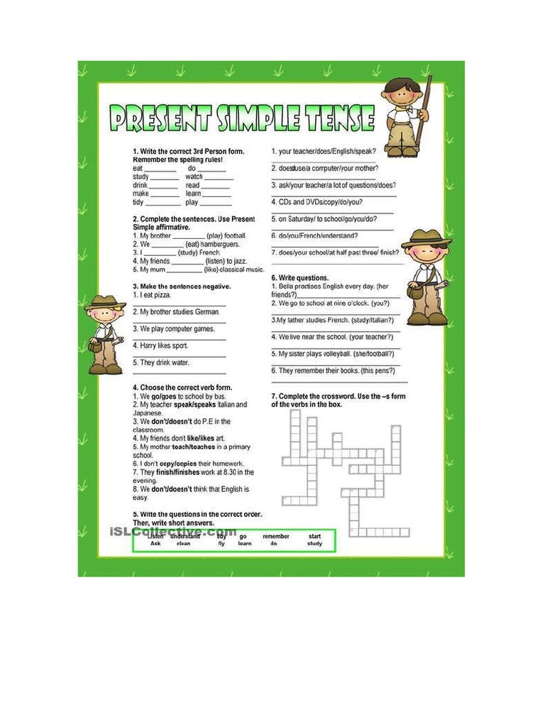 Ejercicios Presente Simple 2..... | Download Free PDF | Grammar ...