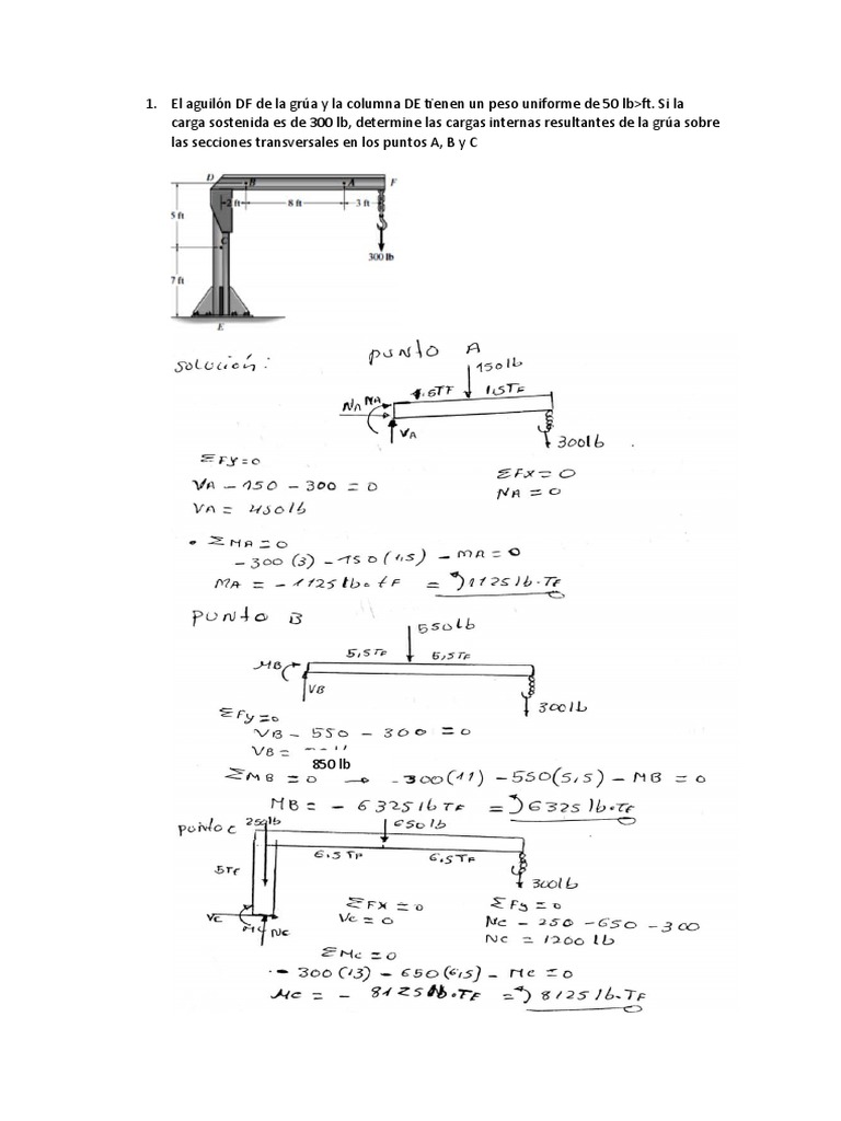El Aguilón DF de La Grúa y La Columna DE Tienen Un Peso Uniforme de 50 LB | PDF