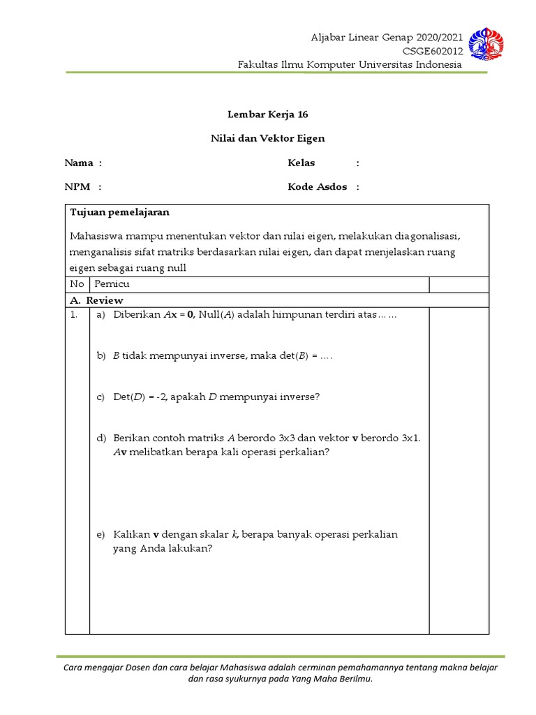 LK16 - Nilai Dan Vektor Eigen Feb 2021 | PDF
