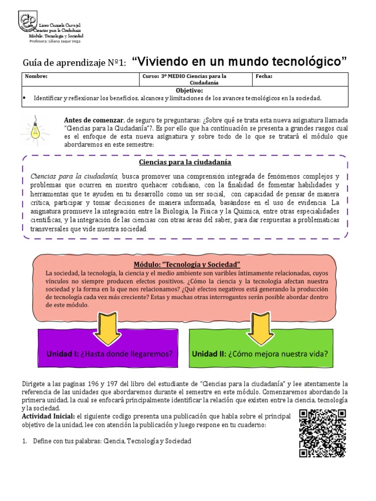 Tecnología y Sociedad: Guía de Aprendizaje | PDF | Sociedad | Ciencia y ...