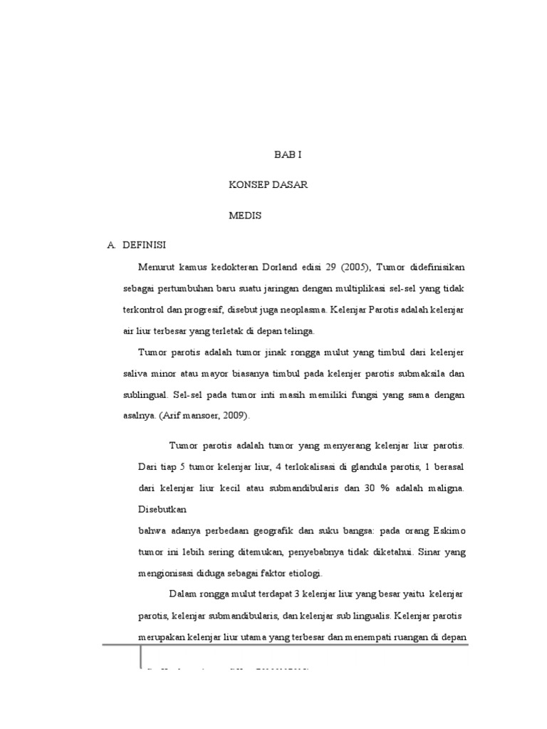 Tumor Parotis: Definisi, Etiologi, dan Penatalaksanaan | PDF | Sains ...