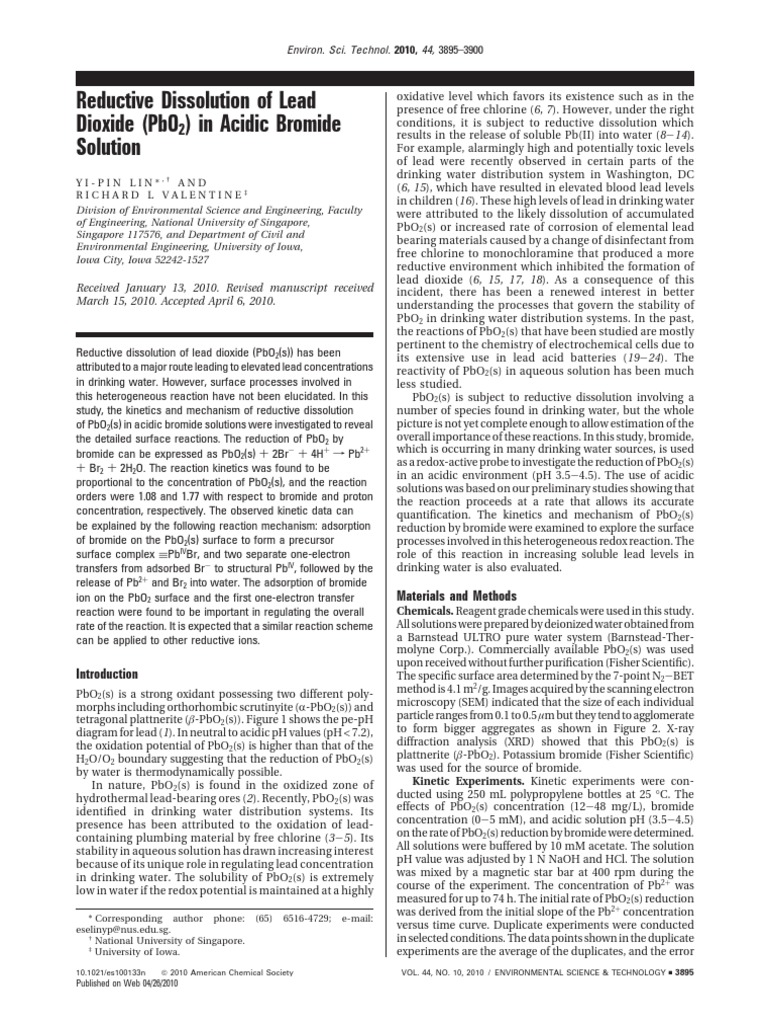 Reductive Dissolution of PbO2 | PDF | Redox | Lead