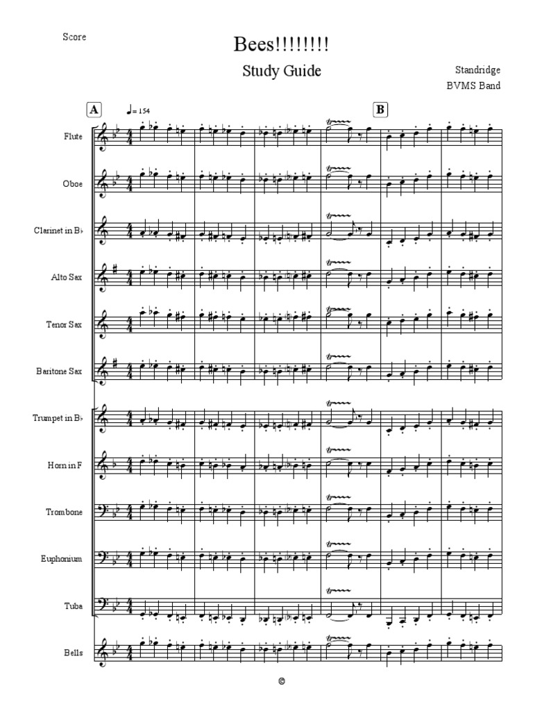 Bees Score | PDF | Saxophone | Tenor Saxophone