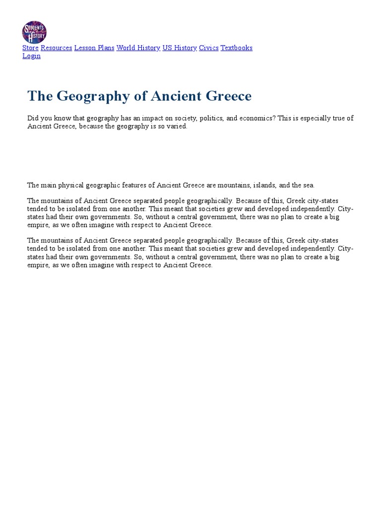 Geography of Ancient Greece | PDF