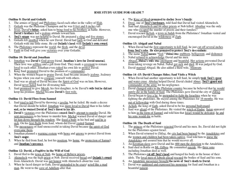 Study Guide - Grade 7 | PDF | David | Saul