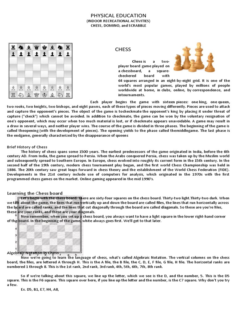 Physical Education: Learning The Chess Board | PDF | Chess | Board Games