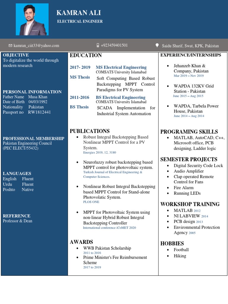 Kamran CV | PDF | Photovoltaic System | Computer Science