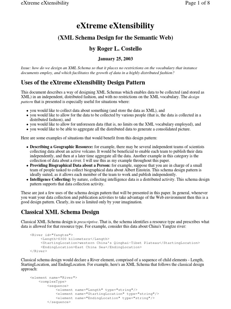 eXtreme-eXtensibility - XML Schema Design For The Semantic Web | PDF | Xml Schema | Xml