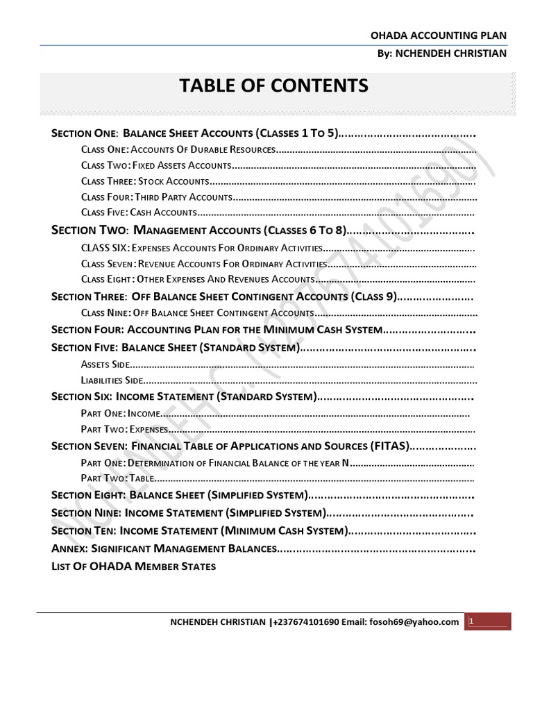 Ohada Accounting Plan by Nchendeh Christian 674101690 | PDF | Value ...