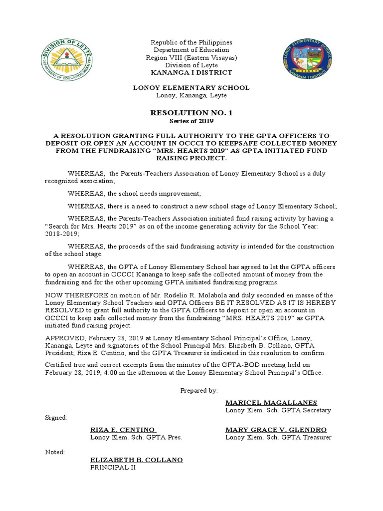 Resolution No. 1 | PDF | Government