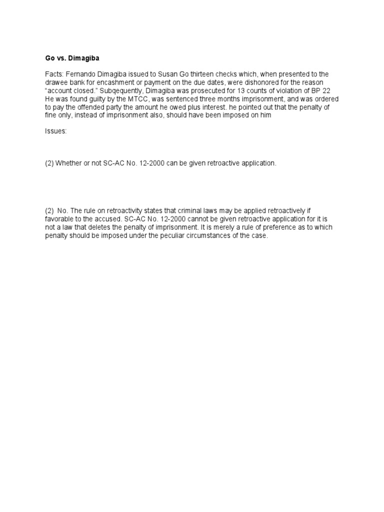 Go Vs Dimagiba | PDF