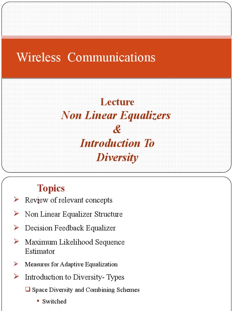 Nonlinear Equalizers in Wireless Communication | PDF | Equalization ...