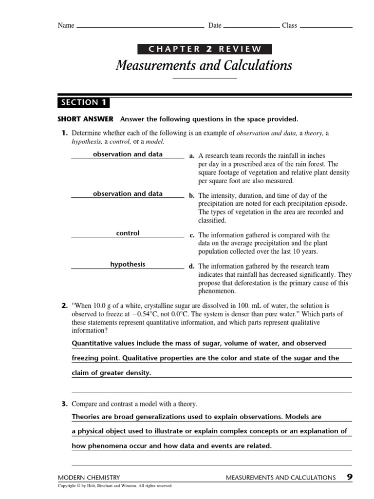 Chapter 2 - Measurements and Calculations | PDF | Density | Significant ...