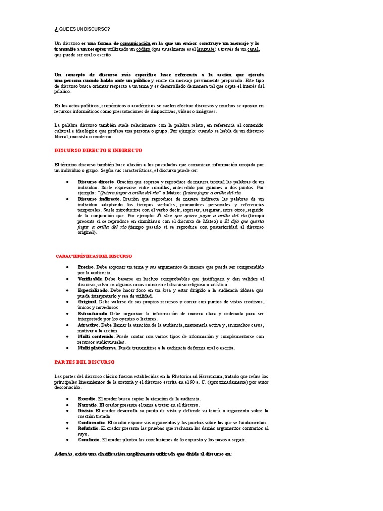 Que Es Un Discurso | PDF | Discurso | Comunicación