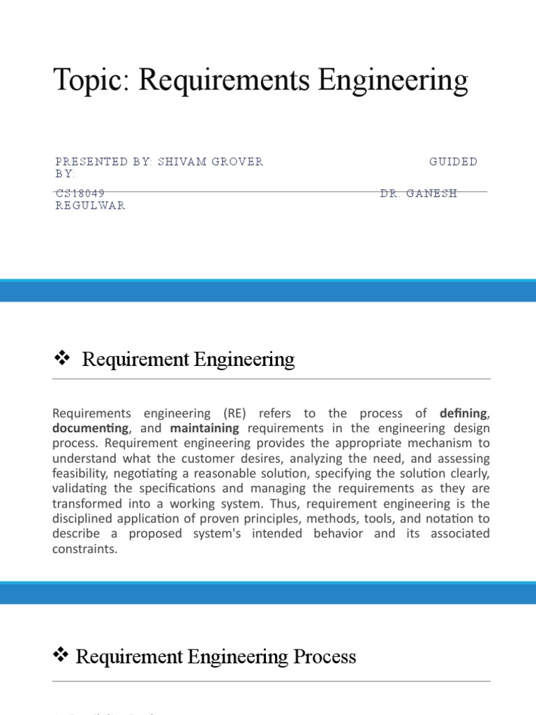 Requirements Engineering | PDF | Feasibility Study | Engineering