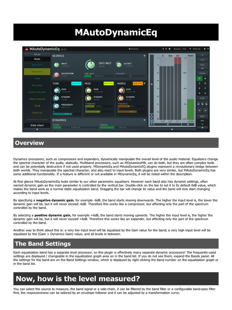 MAuto Dynamic Eq | PDF | Equalization (Audio) | Sampling (Signal Processing)