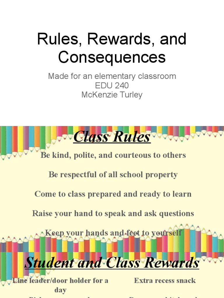 Rules, Rewards, and Consequences: Made For An Elementary Classroom Edu ...