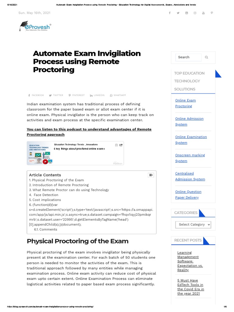 Automate Exam Invigilation Process Using Remote Proctoring - Education ...