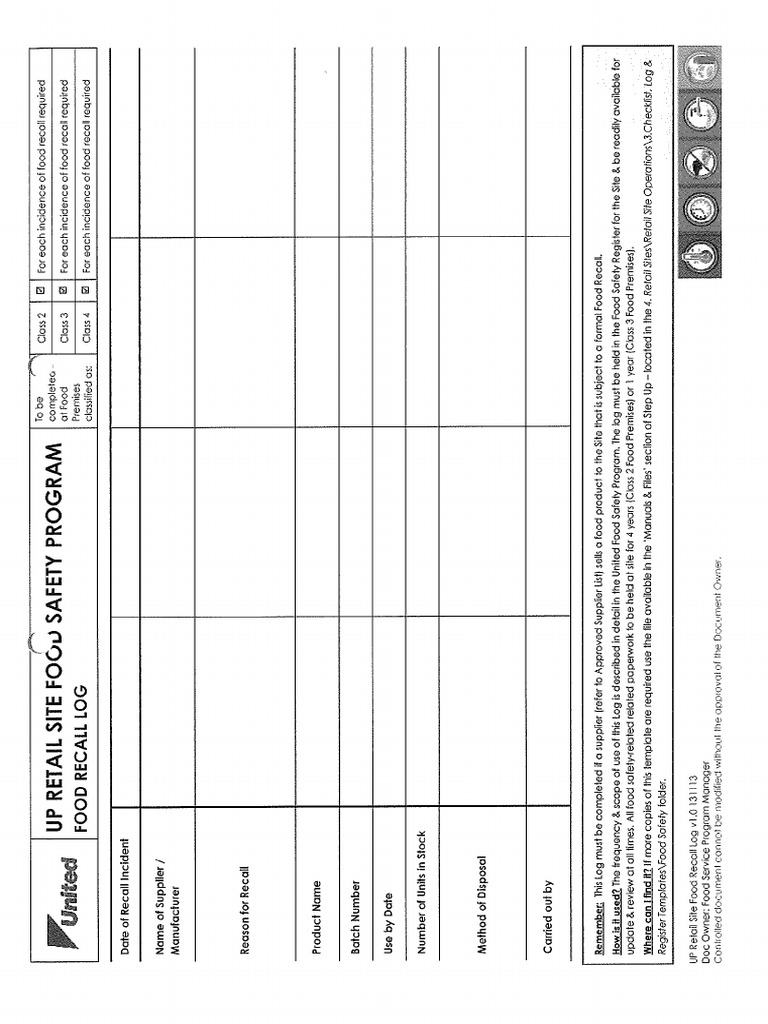 Food Recall Log | PDF