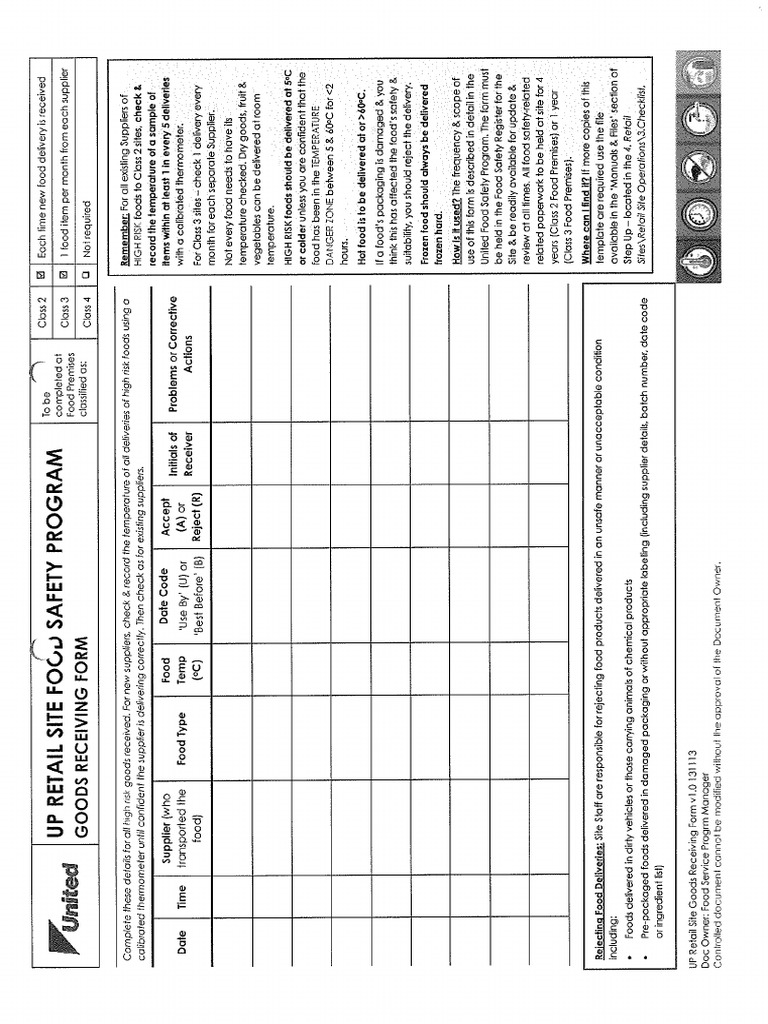 GOODS RECEIVING FORM
