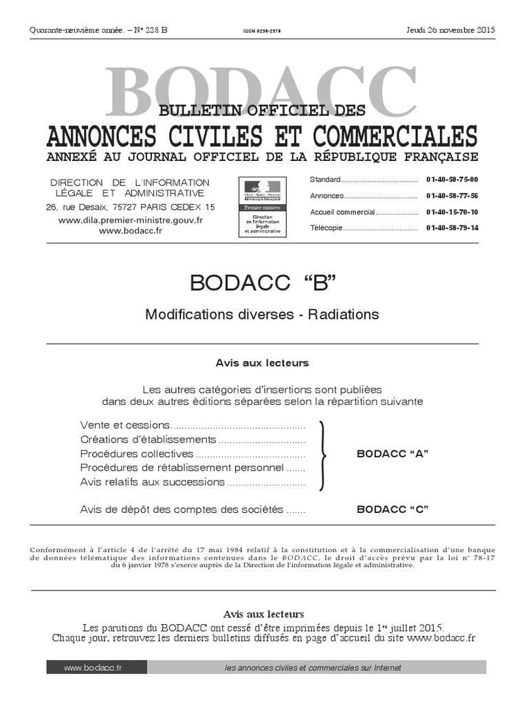 BODACC-B 20150228 0001 p000 | PDF | Concepts légaux | Sociétés