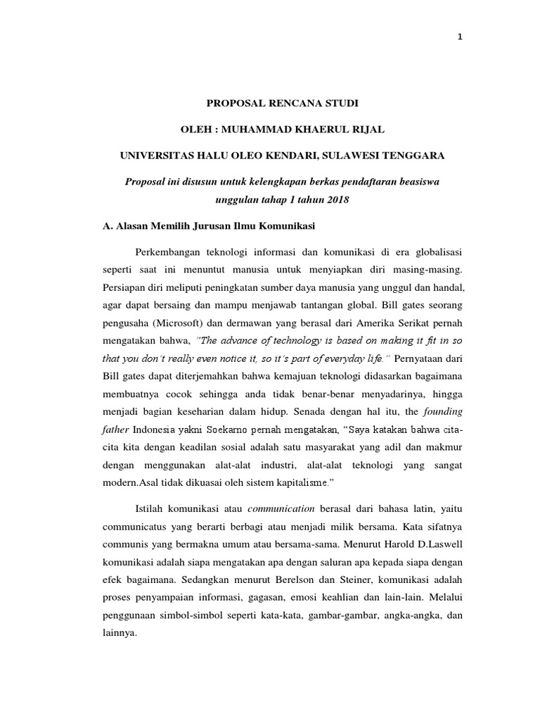 Proposal Rencana Studi Muhammad Khaerul Rijal | PDF