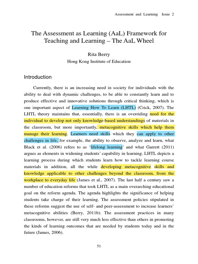 Assessment As Learning Explained. | PDF