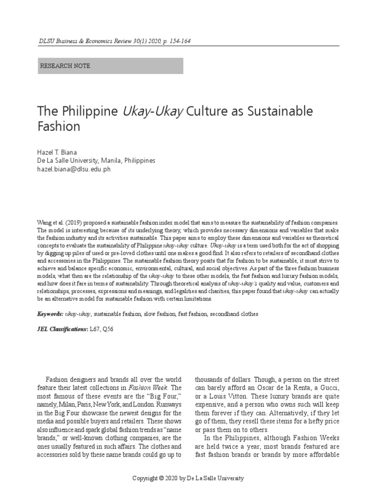 Ukay-Ukay: The Philippine Culture As Sustainable Fashion | PDF | Fashion | Sustainability