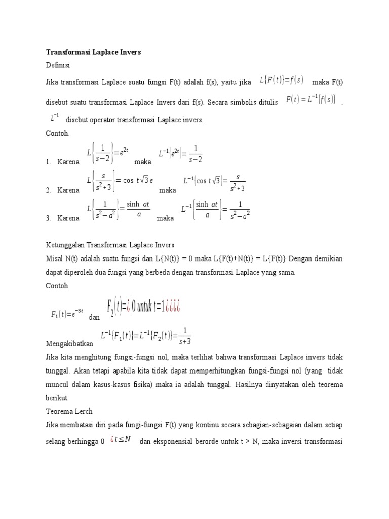 Transformasi Laplace Invers | PDF