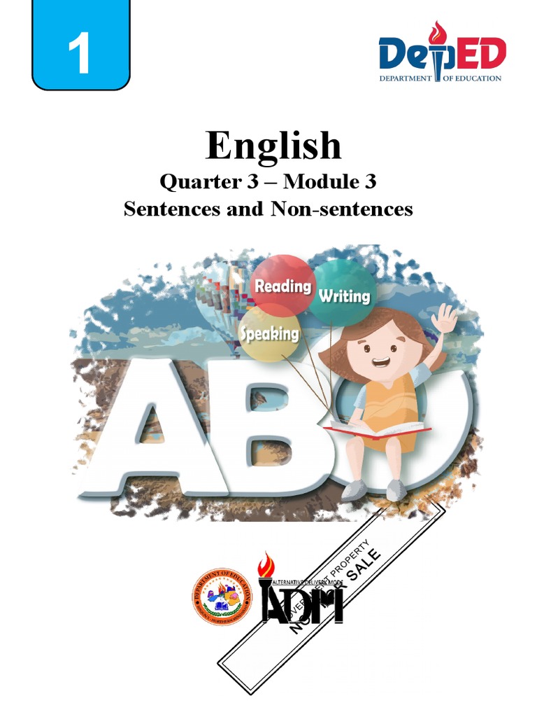 Eng1 Q3 Mod3 Sentence-And-Non-sentence V4 | PDF | Sentence (Linguistics) | Punctuation