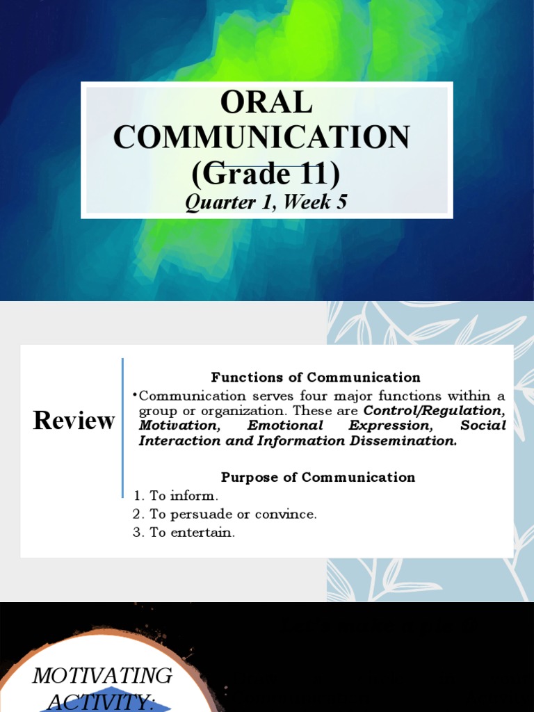 Oral Communication (Grade 11) : Quarter 1, Week 5 | PDF | Interpersonal ...