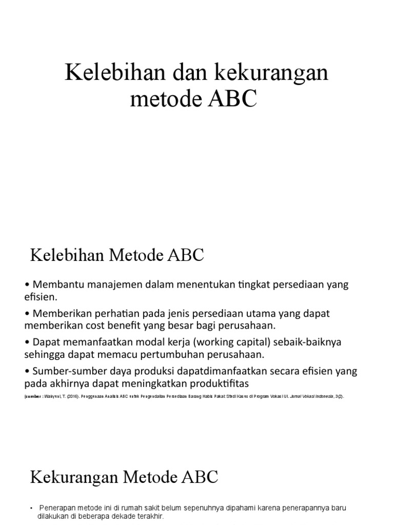 Kelebihan Dan Kekurangan Metode ABC | PDF