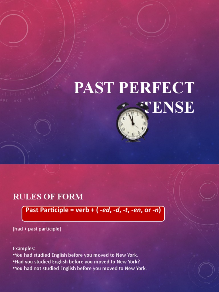 Past Perfect Tense | PDF | Perfect (Grammar) | Morphology
