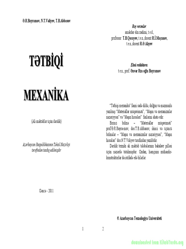 Tetbiqi Mexanika | PDF