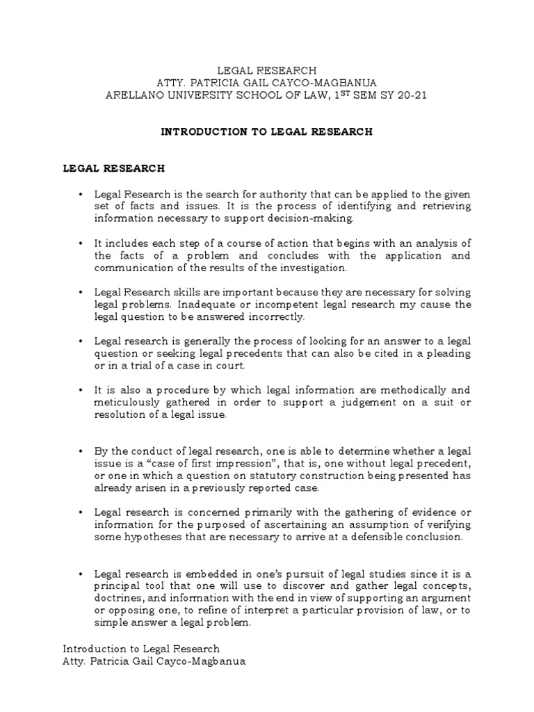 Intro To Legal Research Notes | PDF | Precedent | Public Sphere